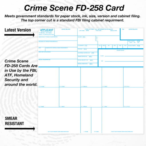 FD-258 Fingerprint Card with Instructions for Use