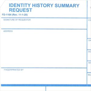 FD-1164 Identity History Summary Checks Cards