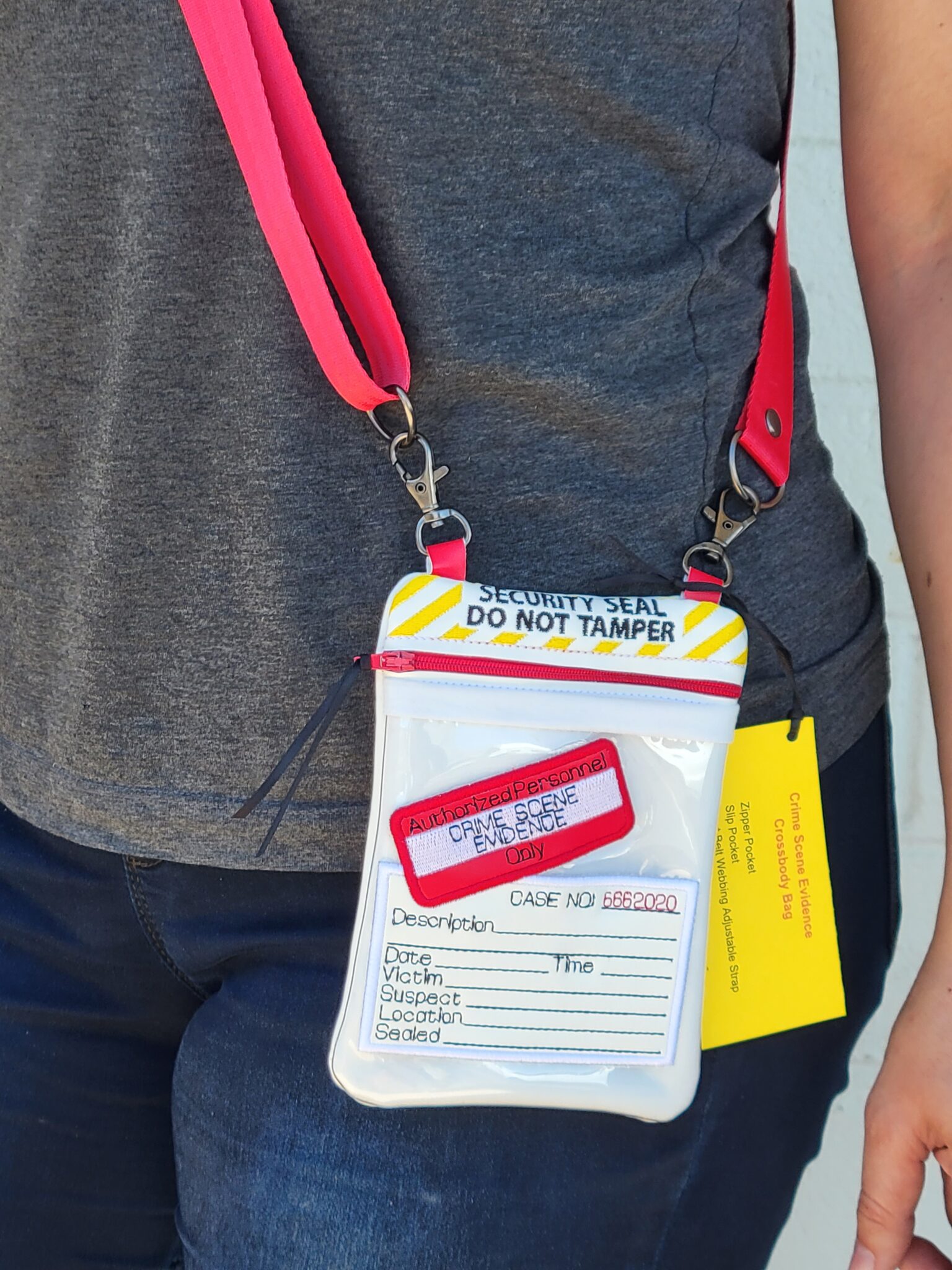 Crime Scene Evidence Crossbody Bag with Embroidered Details
