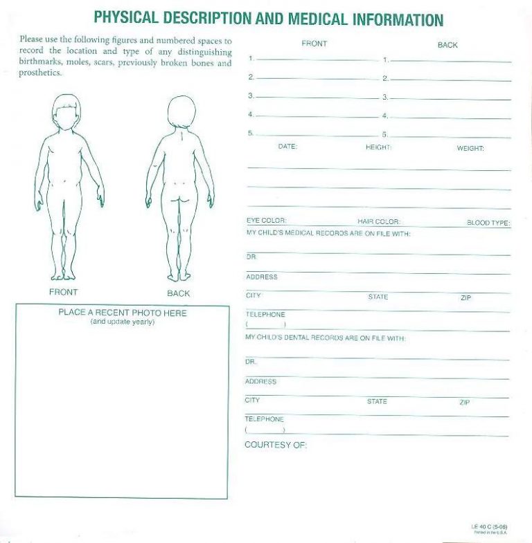 Fingerprint Cards, Child Identification - Crime Scene Forensic Supply Store