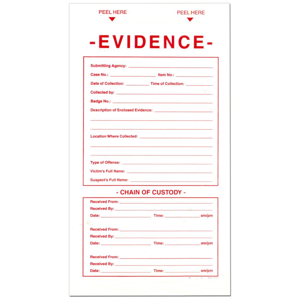Evidence & Chain of Custody Labels
